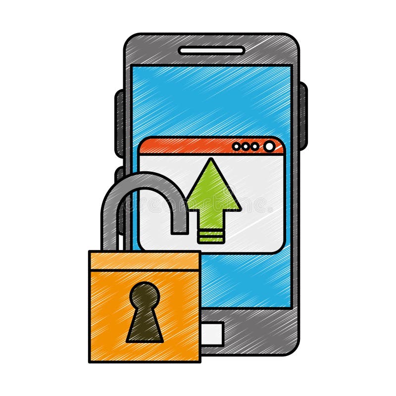 Smartphone Security System Scribble Stock Vector - Illustration of ...