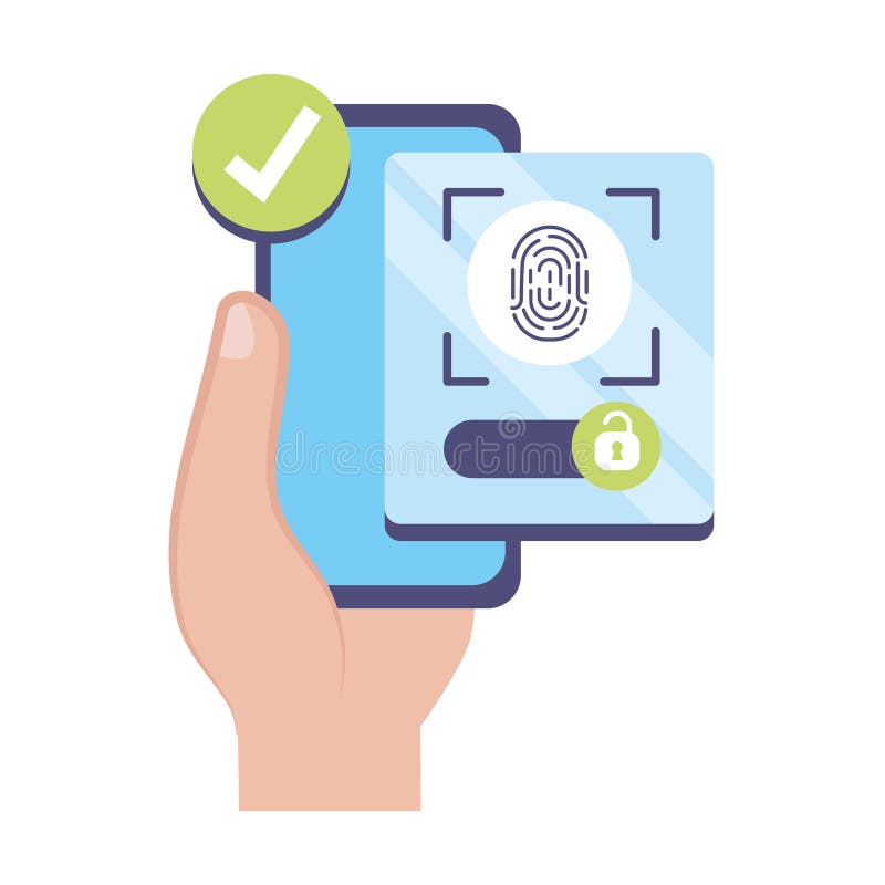 Smartphone Security Unlocked Via Fingerprint Stock Illustration ... Smartphone Security Unlocked Via Fingerprint Stock Illustration ...