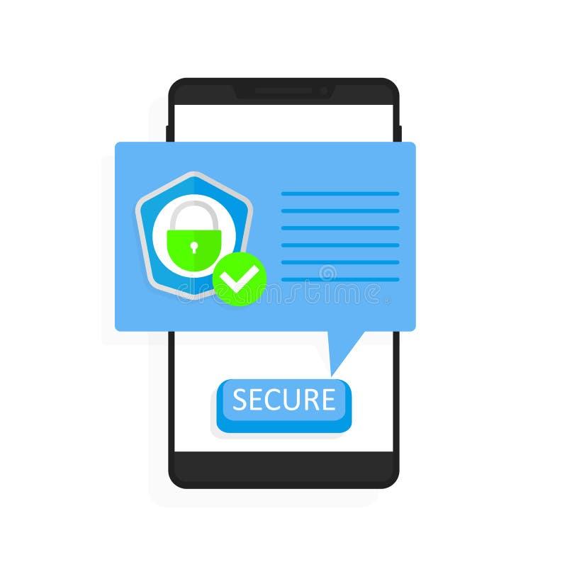 Smartphone Security Vector Illustration, Flat Style Mobile Phone with ...