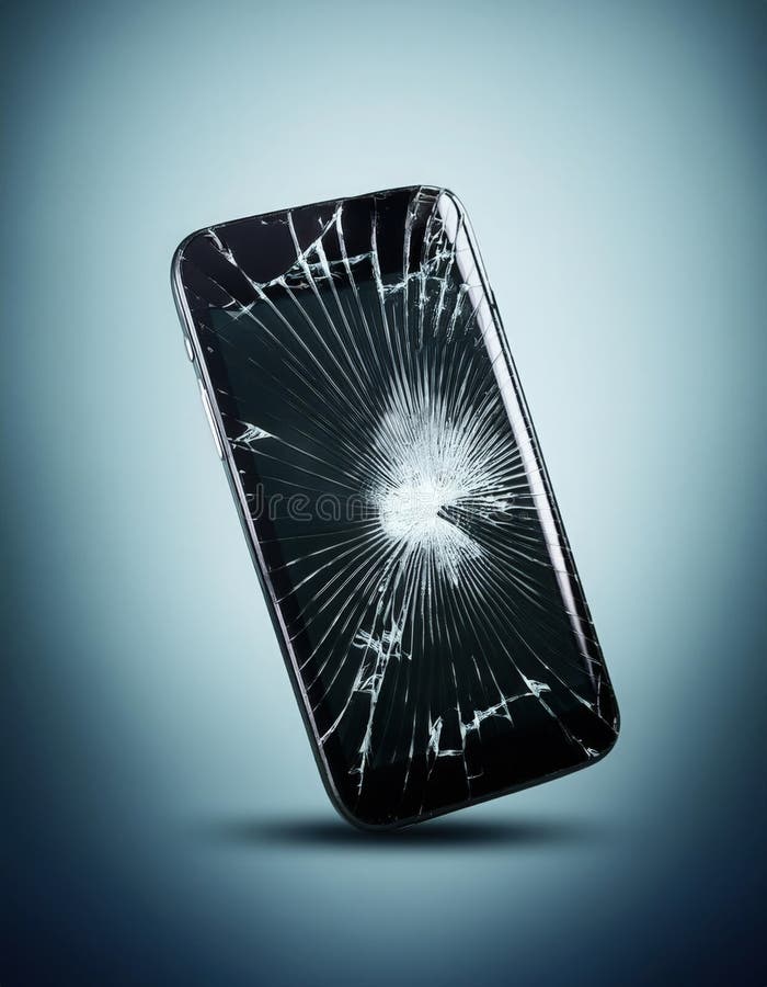 Smartphone with a Shattered Screen Showcasing Damage Caused by a Fall ...