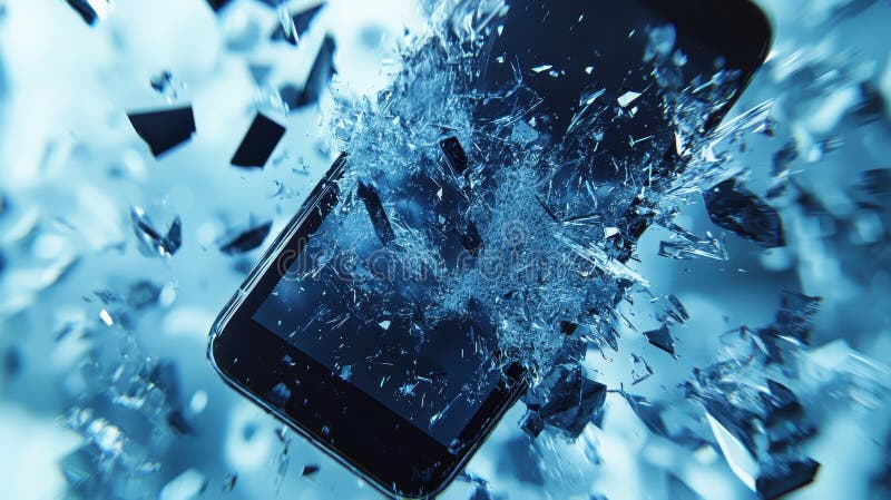Smartphone Shattering into Multiple Fragments, Creating a Dramatic ...