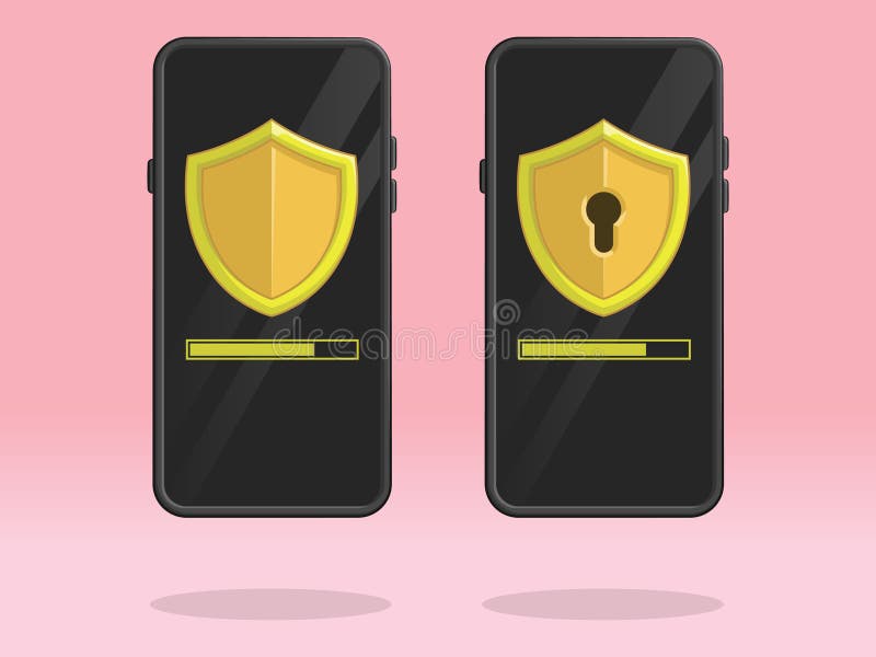 Smartphone Shield Keyhole Loading Screen Bar Stock Vector ...