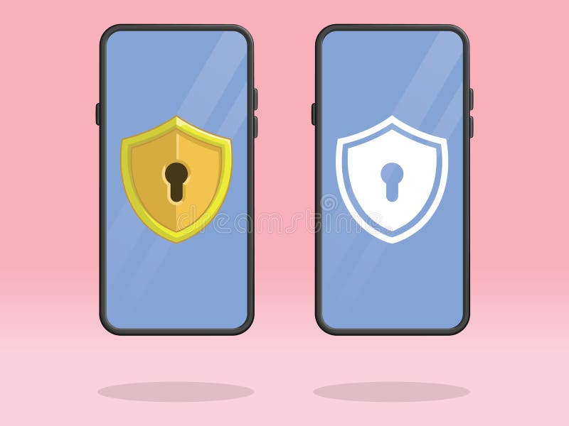Smartphone Shield with Keyhole on Screen Stock Vector - Illustration of ...