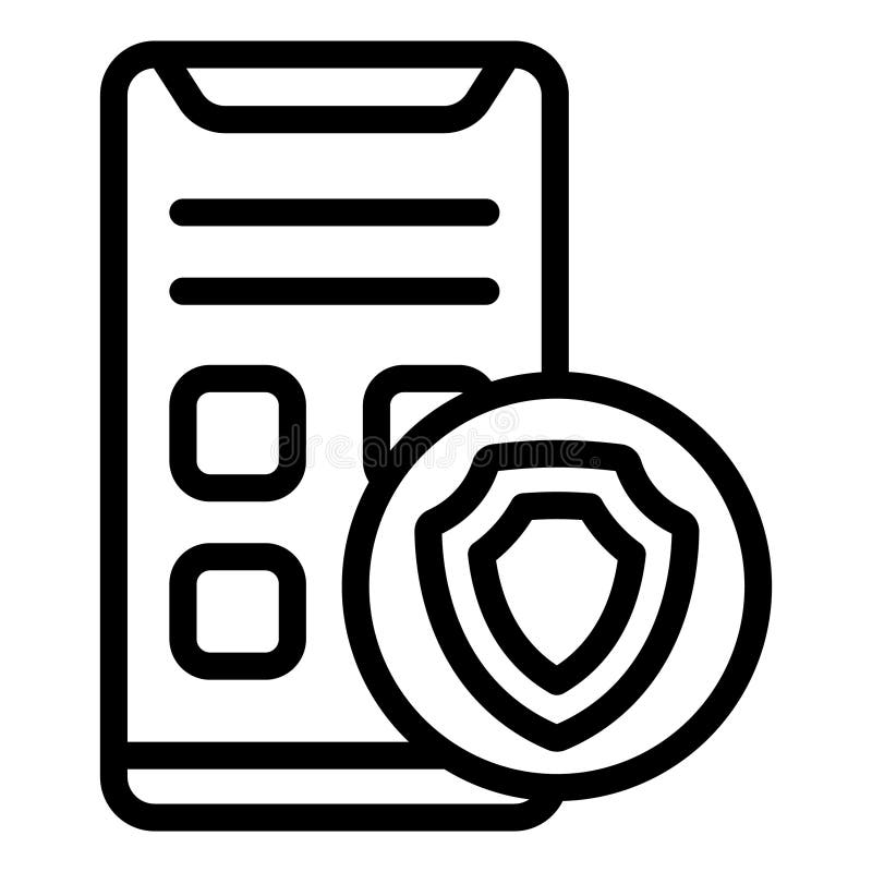 Smartphone with Shield Line Icon, Data Protection Concept. Vector ...
