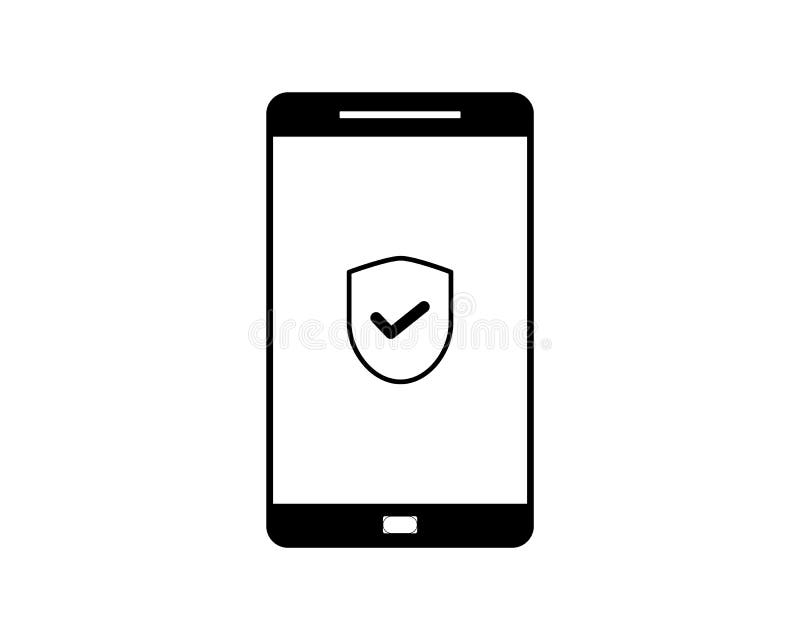 Smartphone with Shield and Lock Icon. Simple Flat Design Vector ...