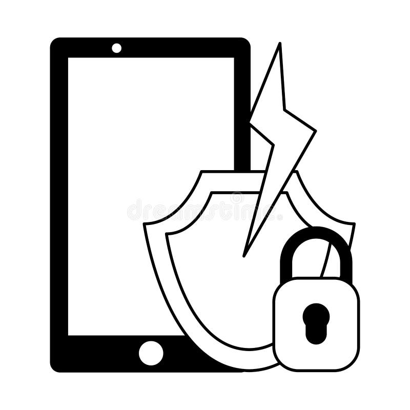 Smartphone Shield Protection Vector Illustration Stock Illustration ...