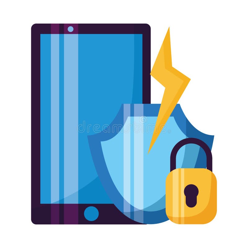 Smartphone Shield Protection Vector Illustration Stock Illustration ...