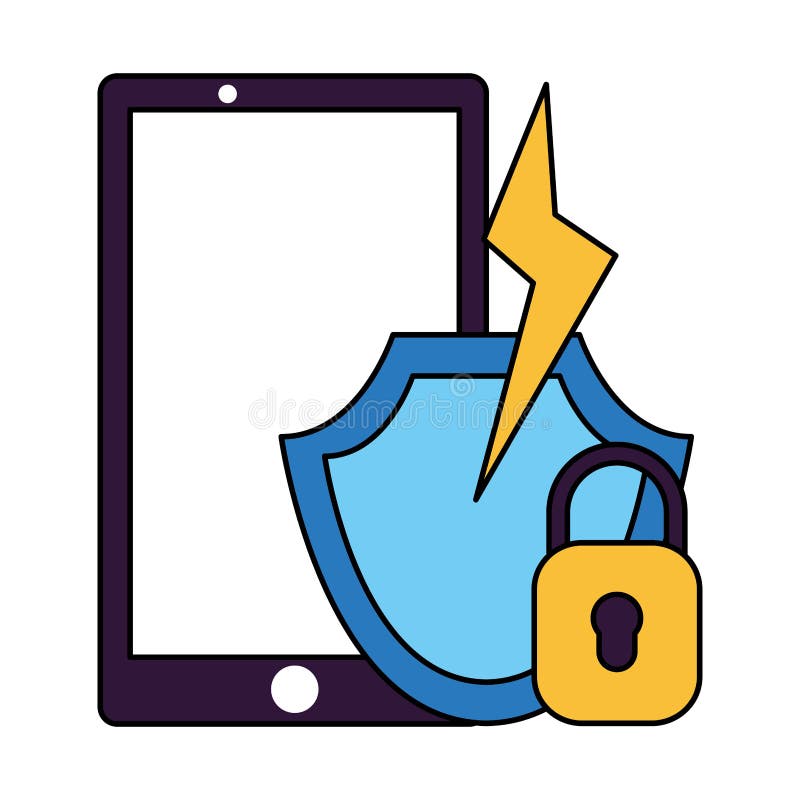 Smartphone Shield Protection Vector Illustration Stock Illustration ...