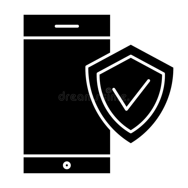 Smartphone with Shield Solid Icon. Protection on Smartphone Vector ...