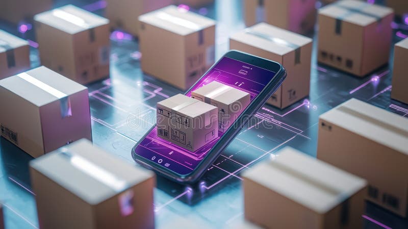 Smartphone Shipping Revolution Digital Logistics Warehouse Technology ...