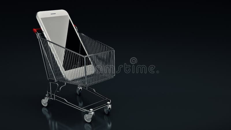 Smartphone with Shopping Cart . Stock Illustration - Illustration of ...
