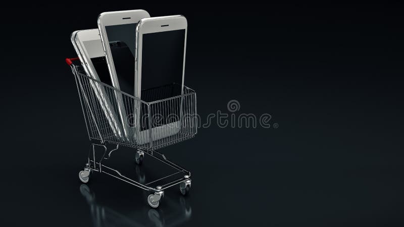 Smartphone with Shopping Cart . Stock Illustration - Illustration of ...