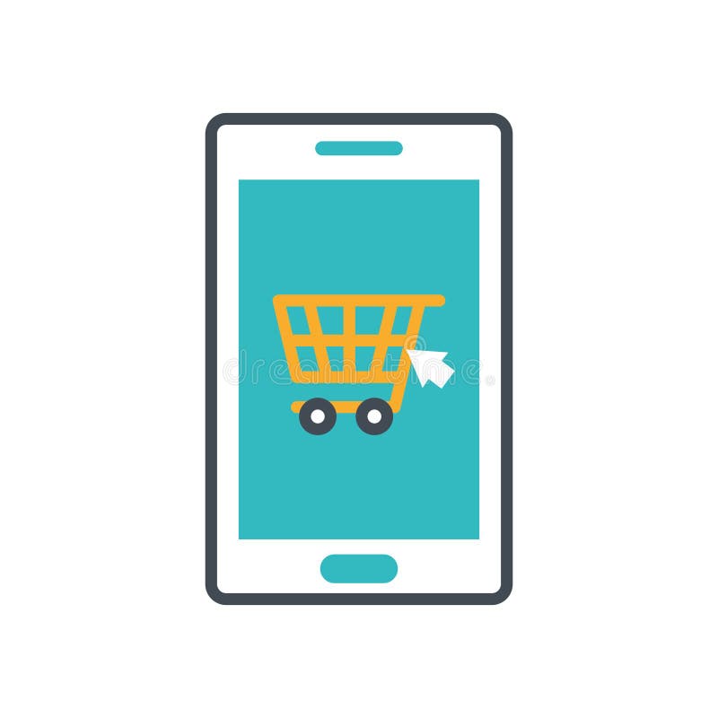 Smartphone with Shopping Cart Icon Stock Vector - Illustration of ...