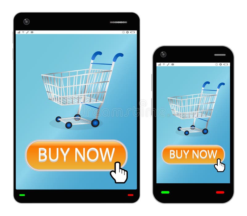 Smartphone with Shopping Cart on a Screen Stock Vector - Illustration ...