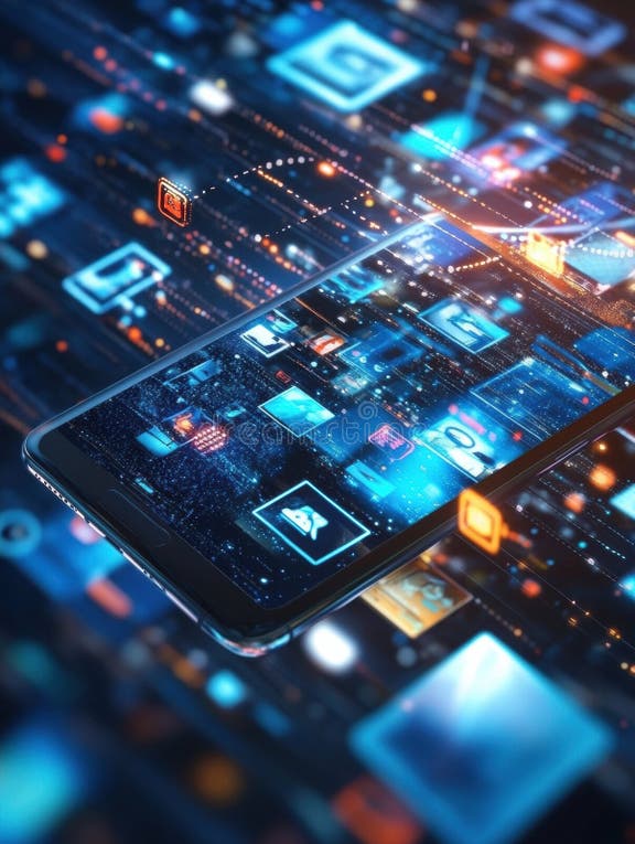 Multimedia Content Streams from Smartphone Displaying Vibrant Digital ...