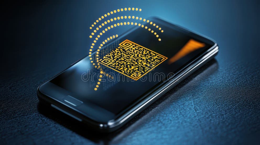 Smartphone Displaying QR Code with Vibrant Digital Effects and ...