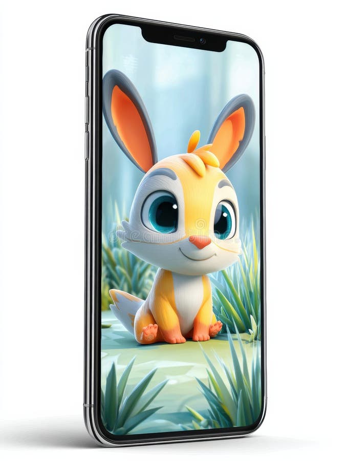 Virtual Pet App on Smartphone Displays Animated Creature Interacting in ...