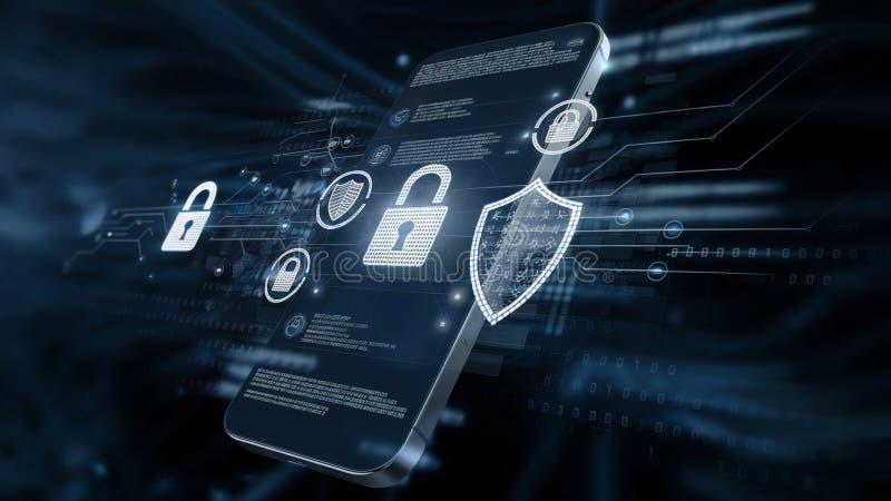 Smartphone Showcasing Security Icons Represent Data Protection ...