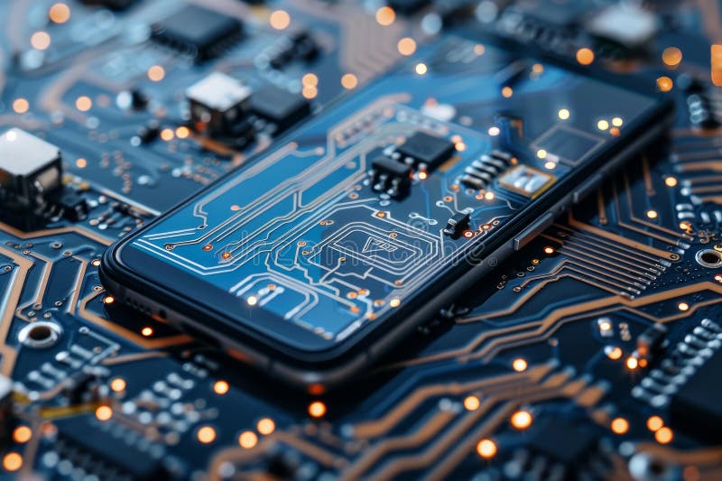 Smartphone Showing Circuit Board Lying on Circuit Board Showing Concept ...