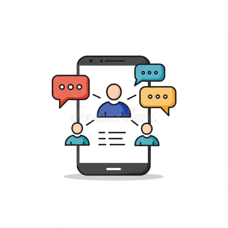 Mobile Group Chat stock illustration. Illustration of colorful - 367434199