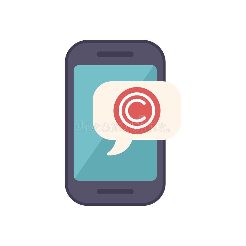 Smartphone Showing Copyright Symbol Inside Speech Bubble Stock ...