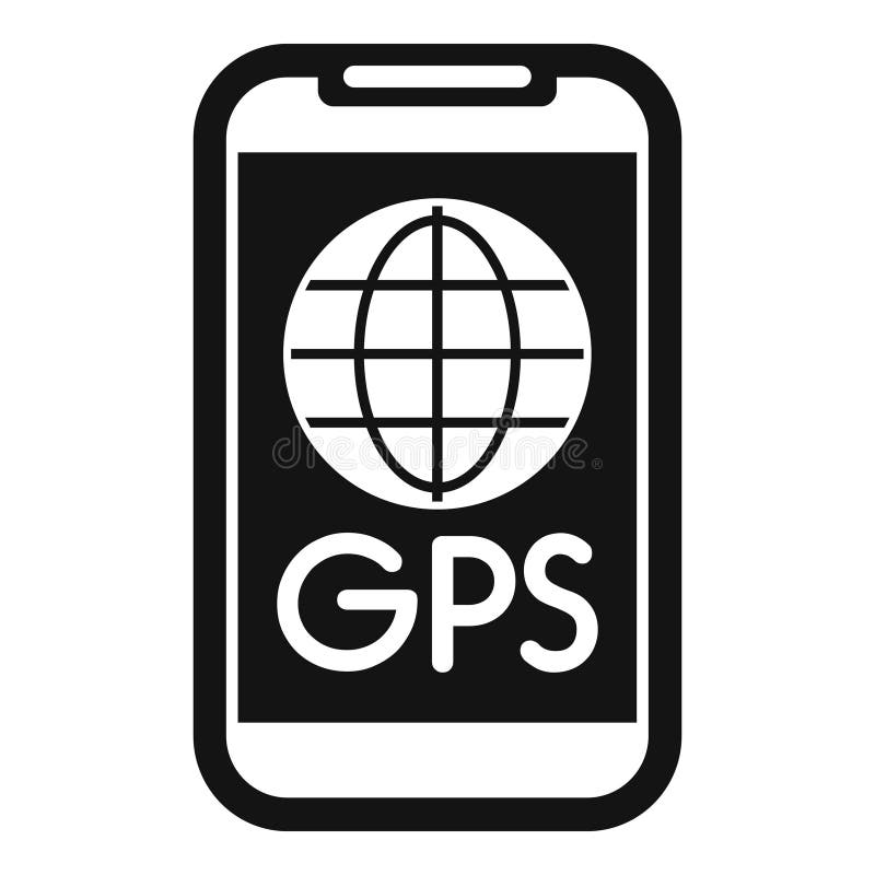 Smartphone Showing Gps Navigation System with World Grid Icon Stock ...