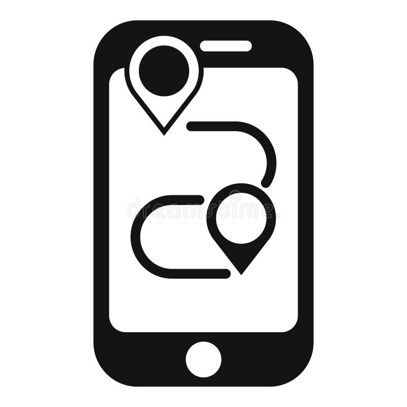 Smartphone Showing Gps Route with Location Pins Stock Vector ...