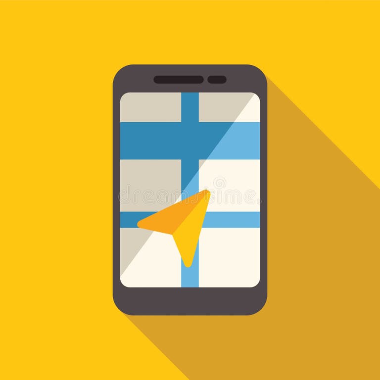 Smartphone Showing Map with Gps Pointer Icon on Screen Stock ...