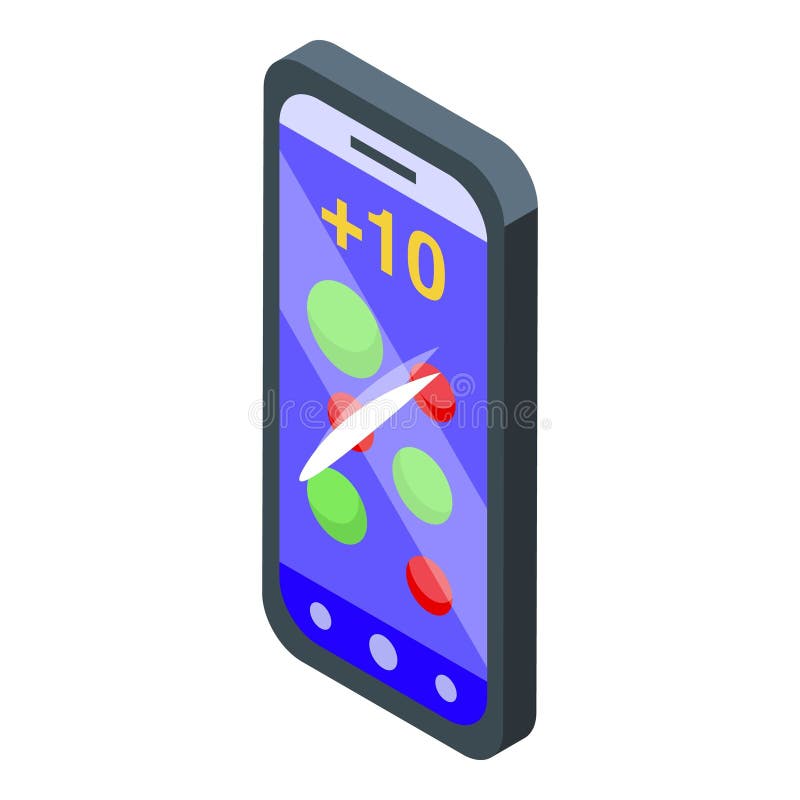 Smartphone Showing Plus Ten Points on Screen Isometric Illustration ...