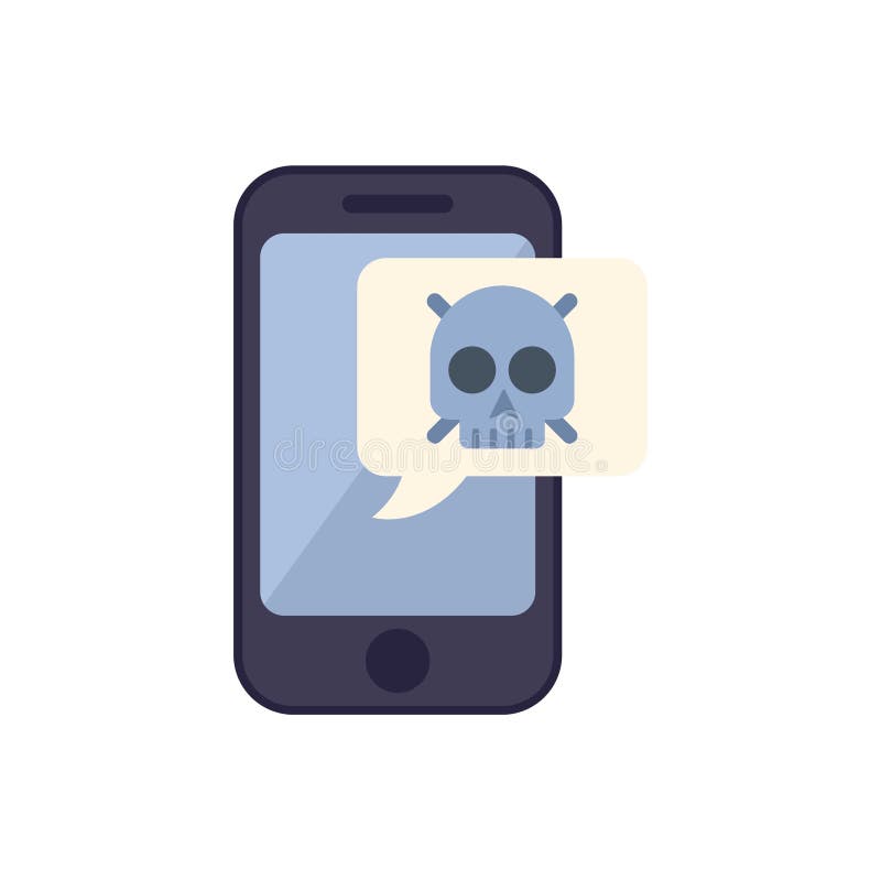 Smartphone Showing Skull Warning Message on Screen Stock Illustration ...