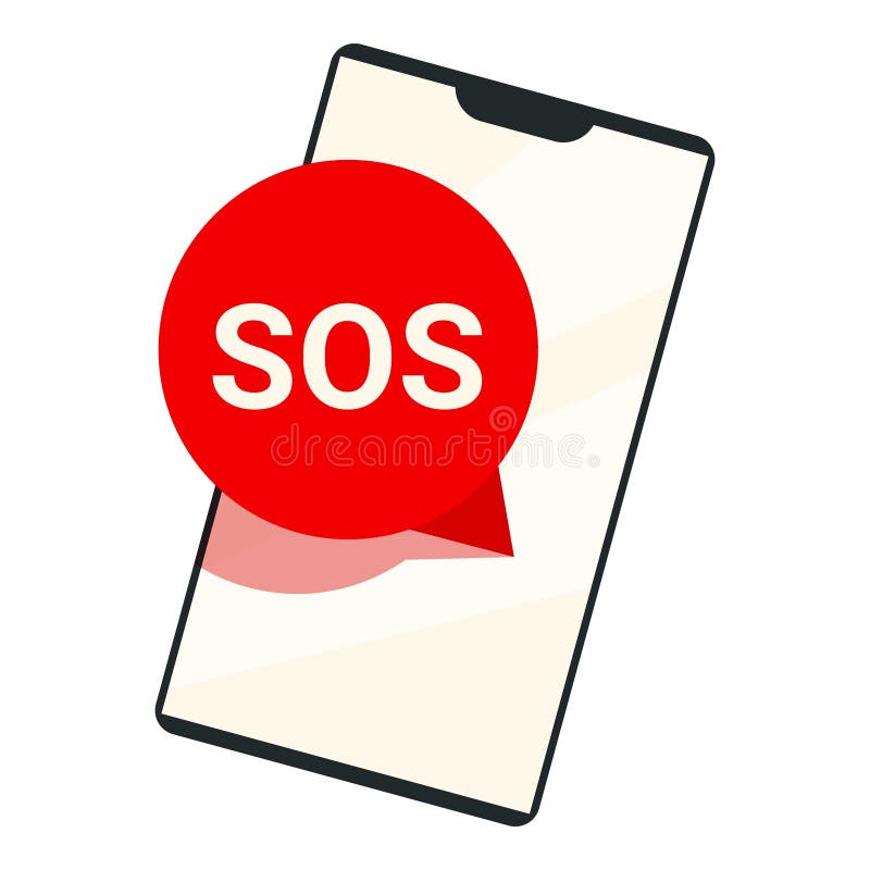 Smartphone Showing Sos Message for Emergency Call Stock Vector ...