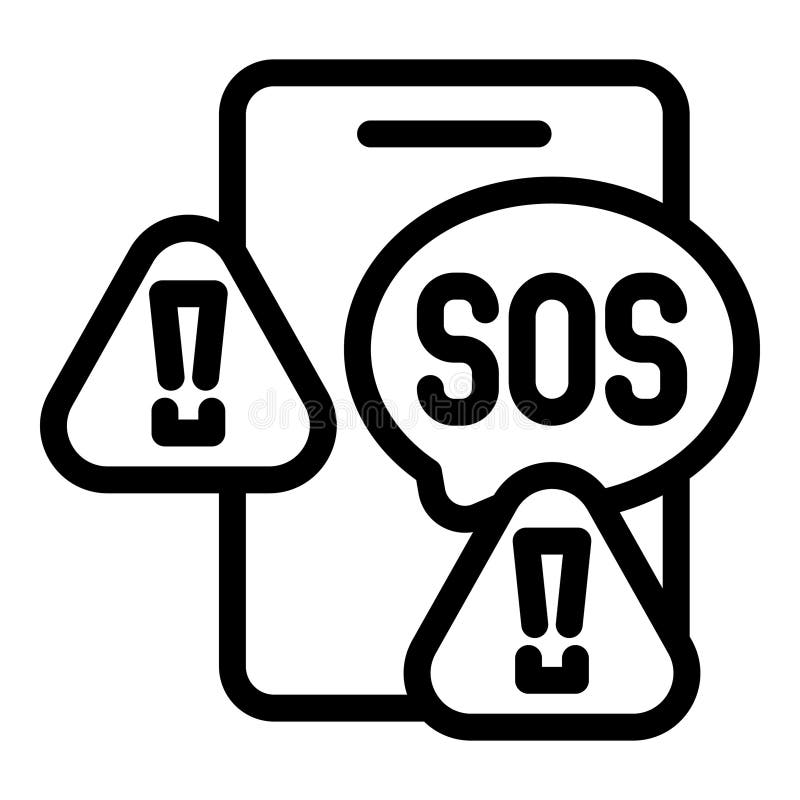 Smartphone Showing Sos Message with Warning Signs Stock Vector ...