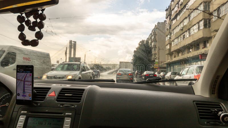 Smartphone Showing Waze Maps To Show the Way Thru the City Editorial ...