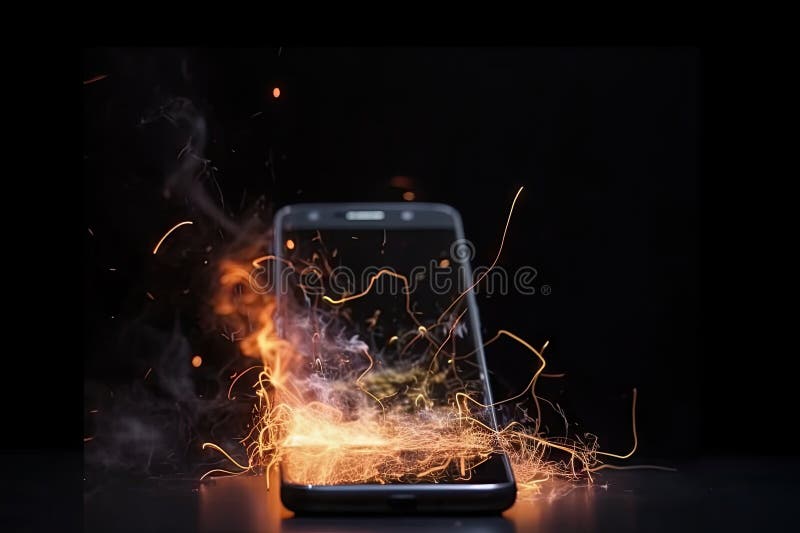 Smartphone is Shown Engulfed in Flames Stock Illustration ...