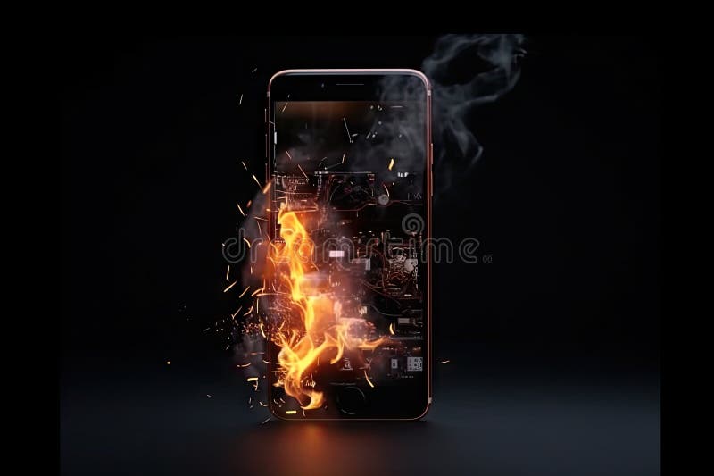 Smartphone is Shown Engulfed in Flames Stock Illustration ...