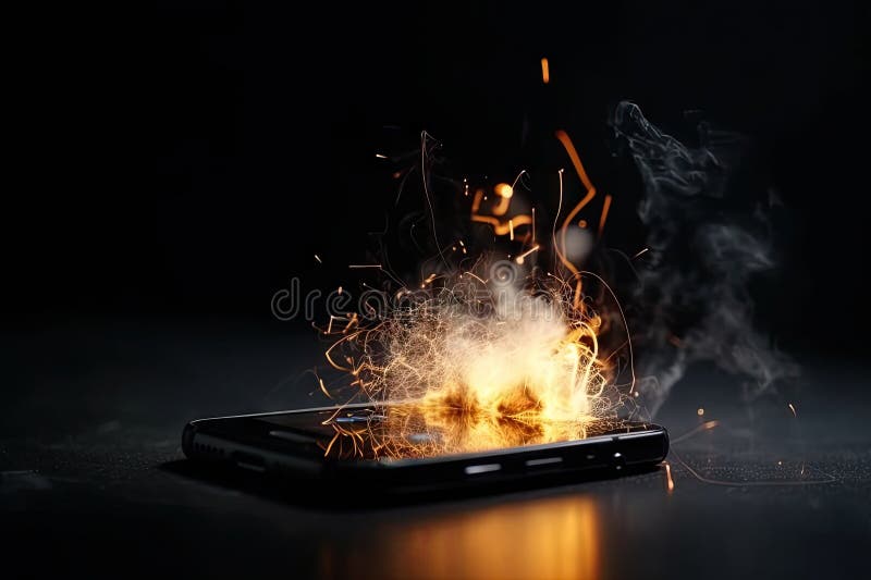 Smartphone is Shown Engulfed in Flames Stock Illustration ...