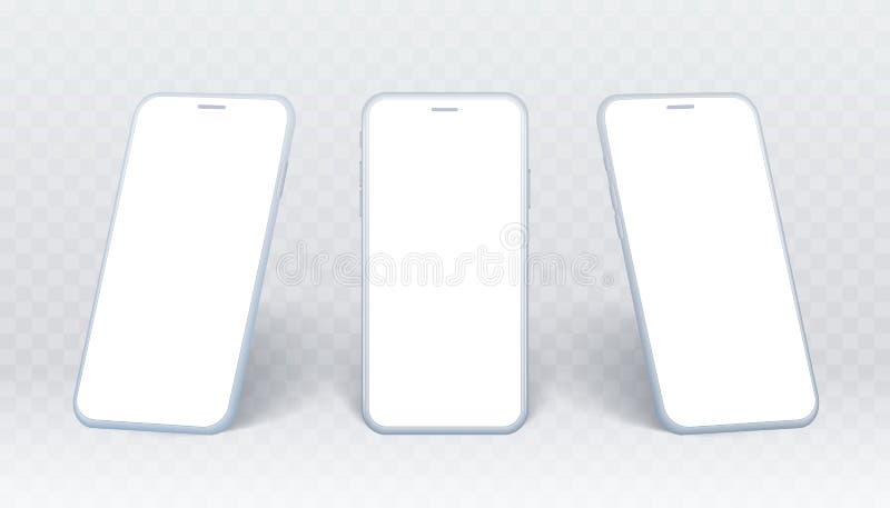 Smartphone Side View Set. White Mobile Phone Collection in Different ...