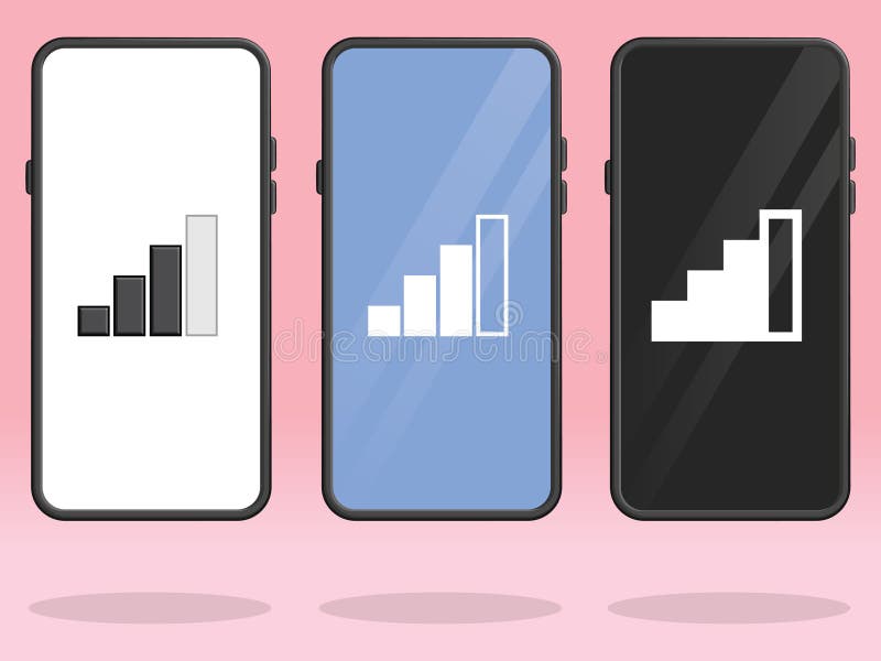 Smartphone Signal High Reception 3 Bar Stock Vector - Illustration of ...