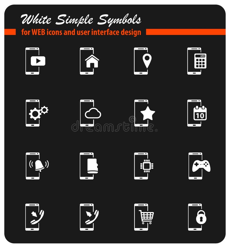 Smartphone simply icons stock vector. Illustration of calendar - 88022024