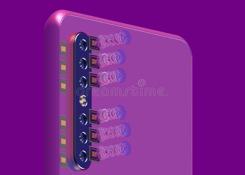 Smartphone with Six Cameras Concept Illustration, 3D Rendering Stock ...