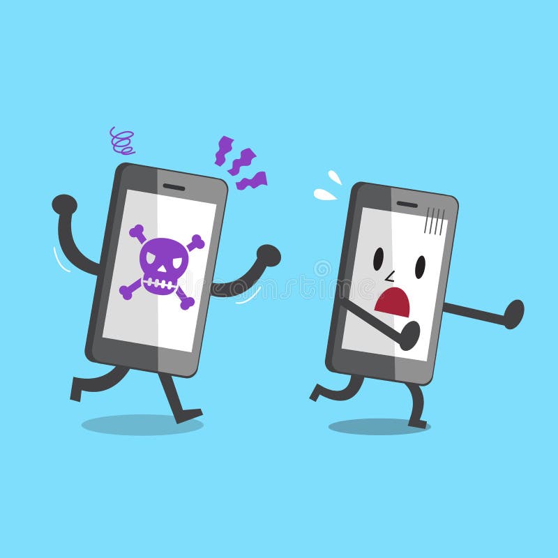 Smartphone with Skull Icon Running To Catch Another Smartphone Stock ...