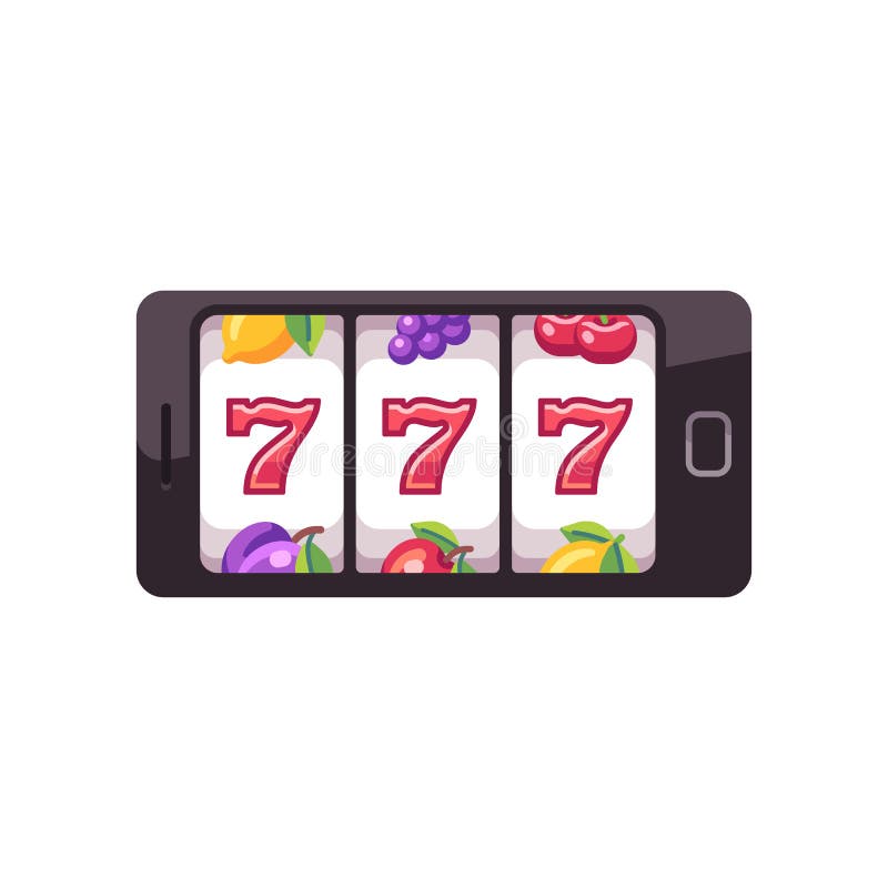 Smartphone with a Slot Machine on Screen. Online Slot Game Flat ...