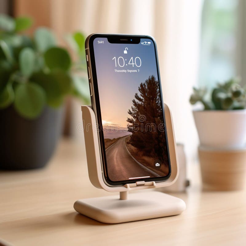 Smartphone with Smart Home App on Screen on Table in Living Room Stock ...