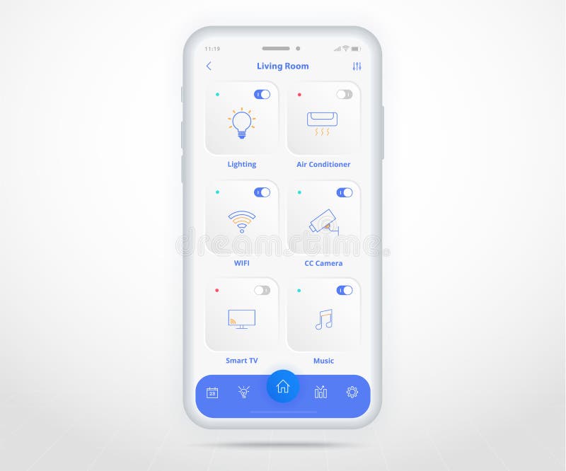 Smartphone Smart Home Controlled App UX UI, IOT Internet of Things ...