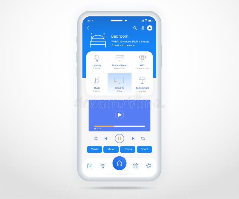 Smartphone Smart Home Controlled App UX UI, IOT Internet of Things ...