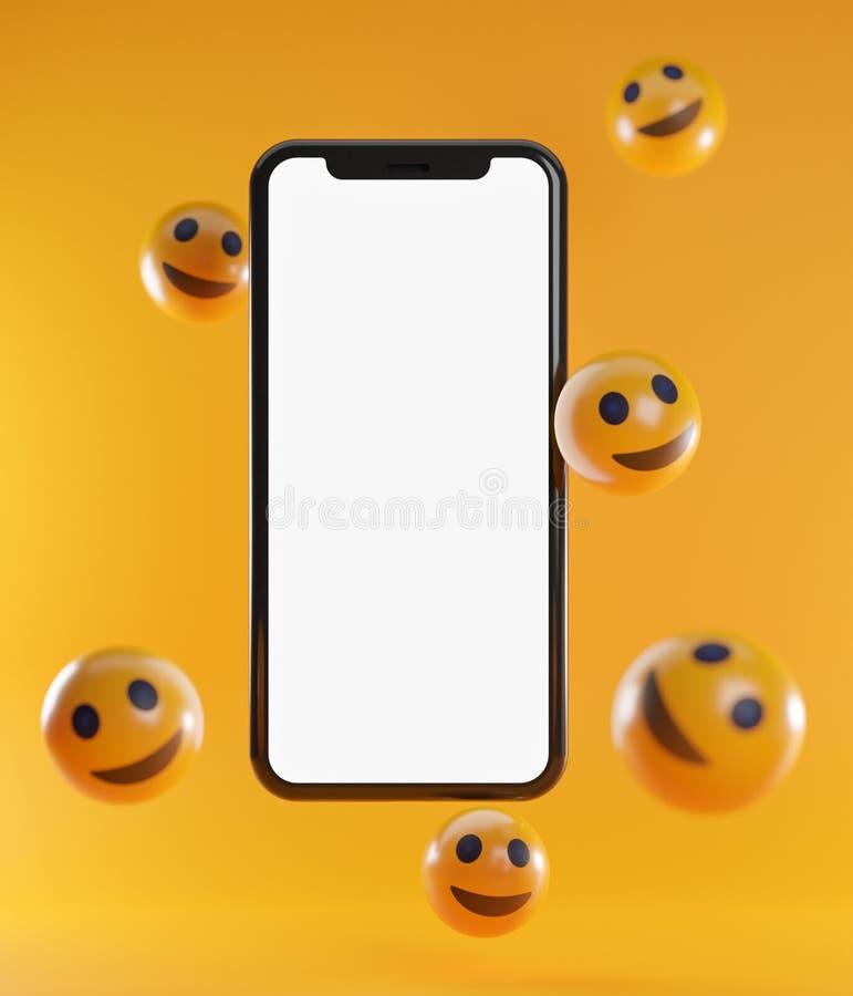 Smartphone and Smile Emoticons. Social Media Concept Background 3D ...