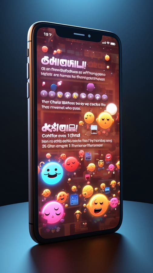 Smartphone with Smiley Face App on Screen. 3D Rendering Stock ...