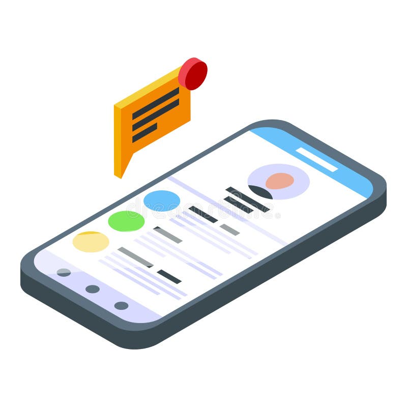 Smartphone Sms Icon Isometric Vector. Phone Notification Message Stock ...