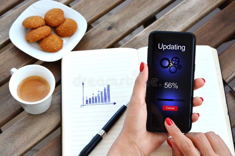 Smartphone Software Update Concept or System Operating Upgrade with ... Smartphone Software Update Concept or System Operating Upgrade with ...