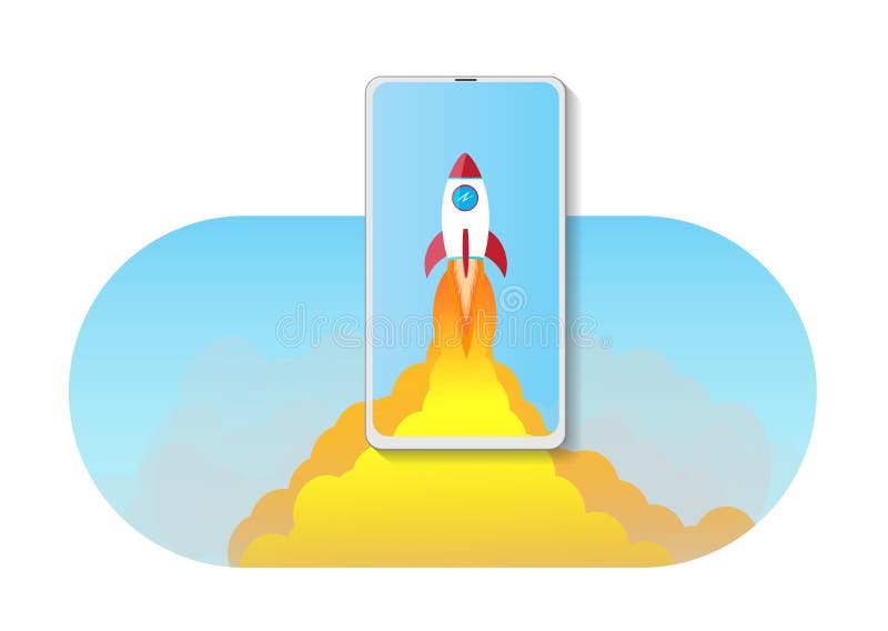 Smartphone with Space Rocket Launch Stock Vector - Illustration of ...